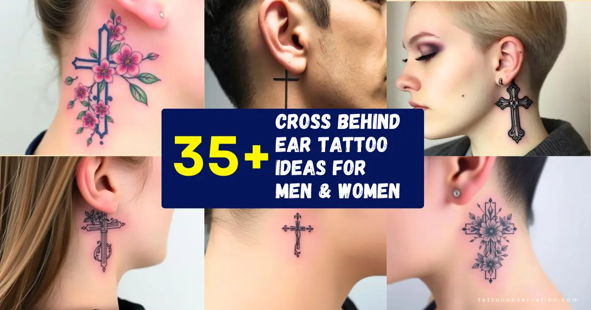 Cross Behind Ear Tattoo Ideas For Men Women Spiritual Ink Designs