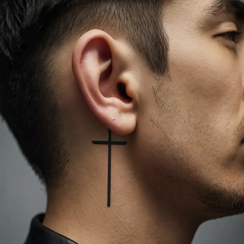 Cross Behind Ear Tattoo Ideas For Men Women Spiritual Ink Designs
